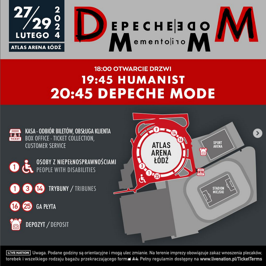 Depeche Mode w Łodzi: Rozpiska godzinowa i mapa Atlas Areny | Teraz Muzyka