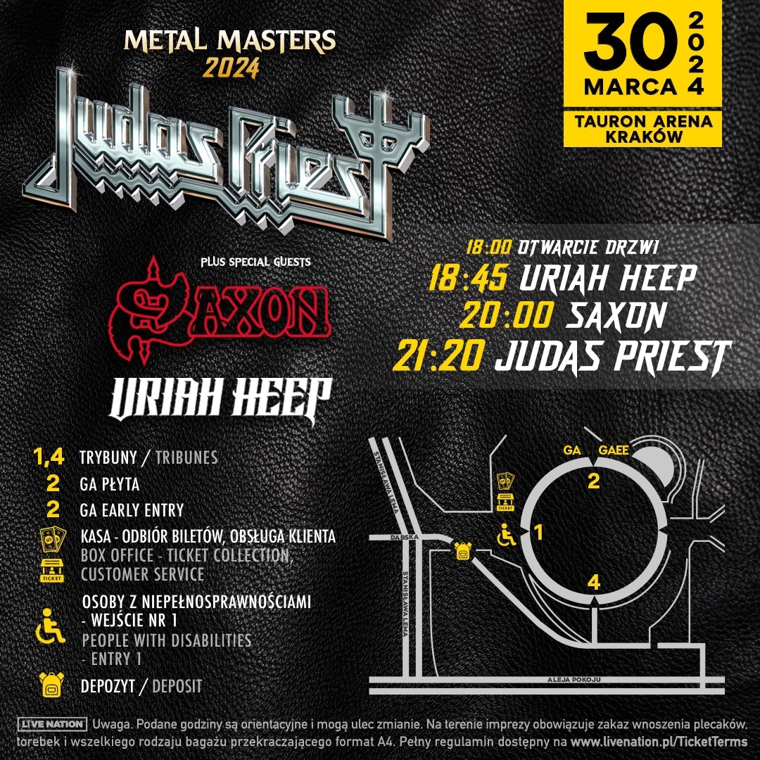 Judas Priest w Polsce – rozpiska godzinowa i inne informacje organizacyjne | Teraz Muzyka