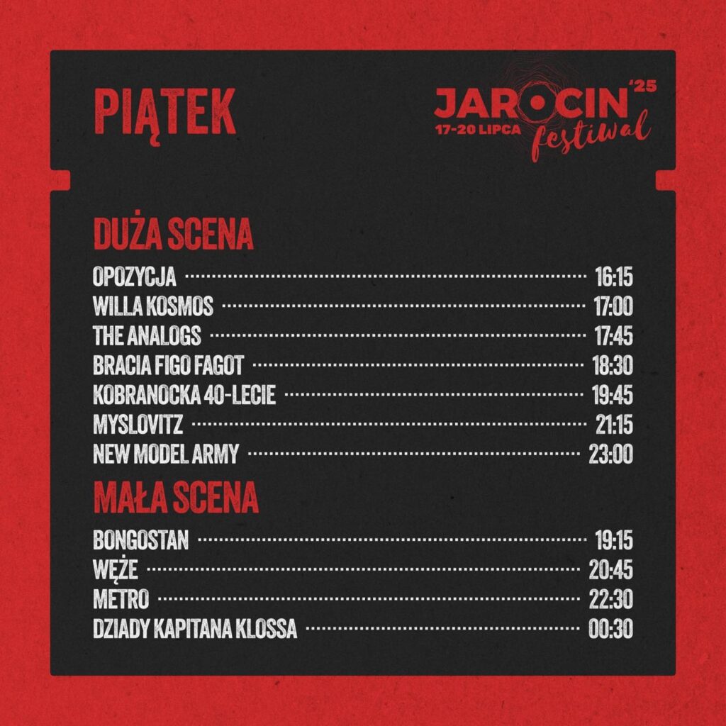Jarocin Festiwal 2025 – harmonogram imprezy z podziałem na dni i sceny ...
